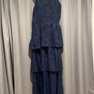 Lulus | Dresses | Nwt Lulus Grace And Beauty Navy Blue Burnout Floral Print Tiered Dressmedium ...